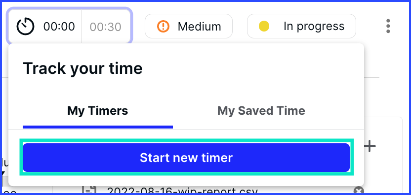 Start a Timer on the Task Workspace – Canopy