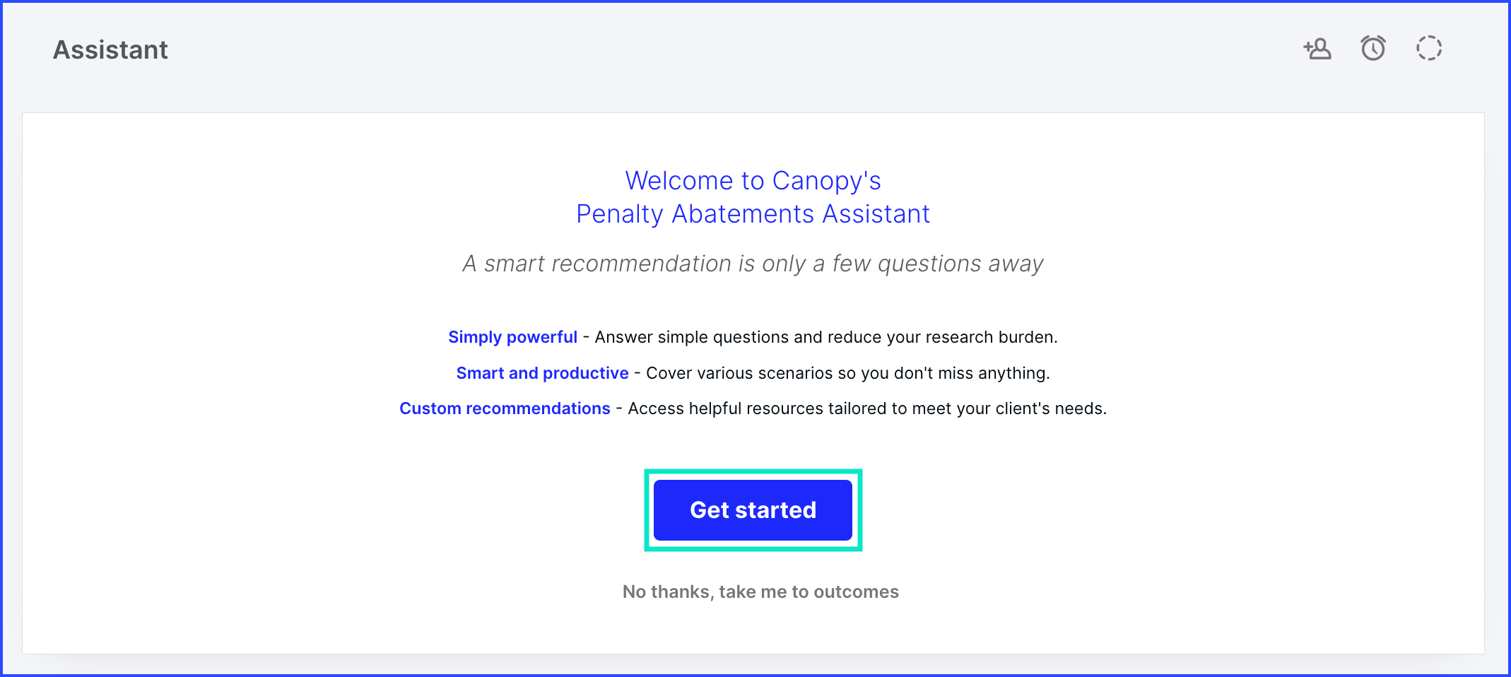 Use the Service Assistant – Canopy